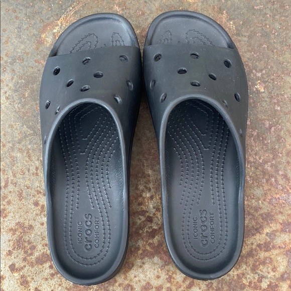 CROCS | Shoes | Crocs Ladies Black Iconic Comfort Slides 7w | Poshmark
